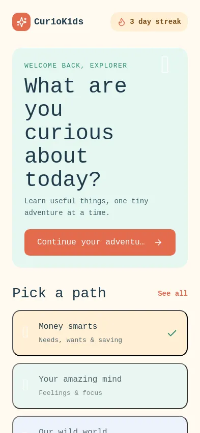 CurioKids Learning App