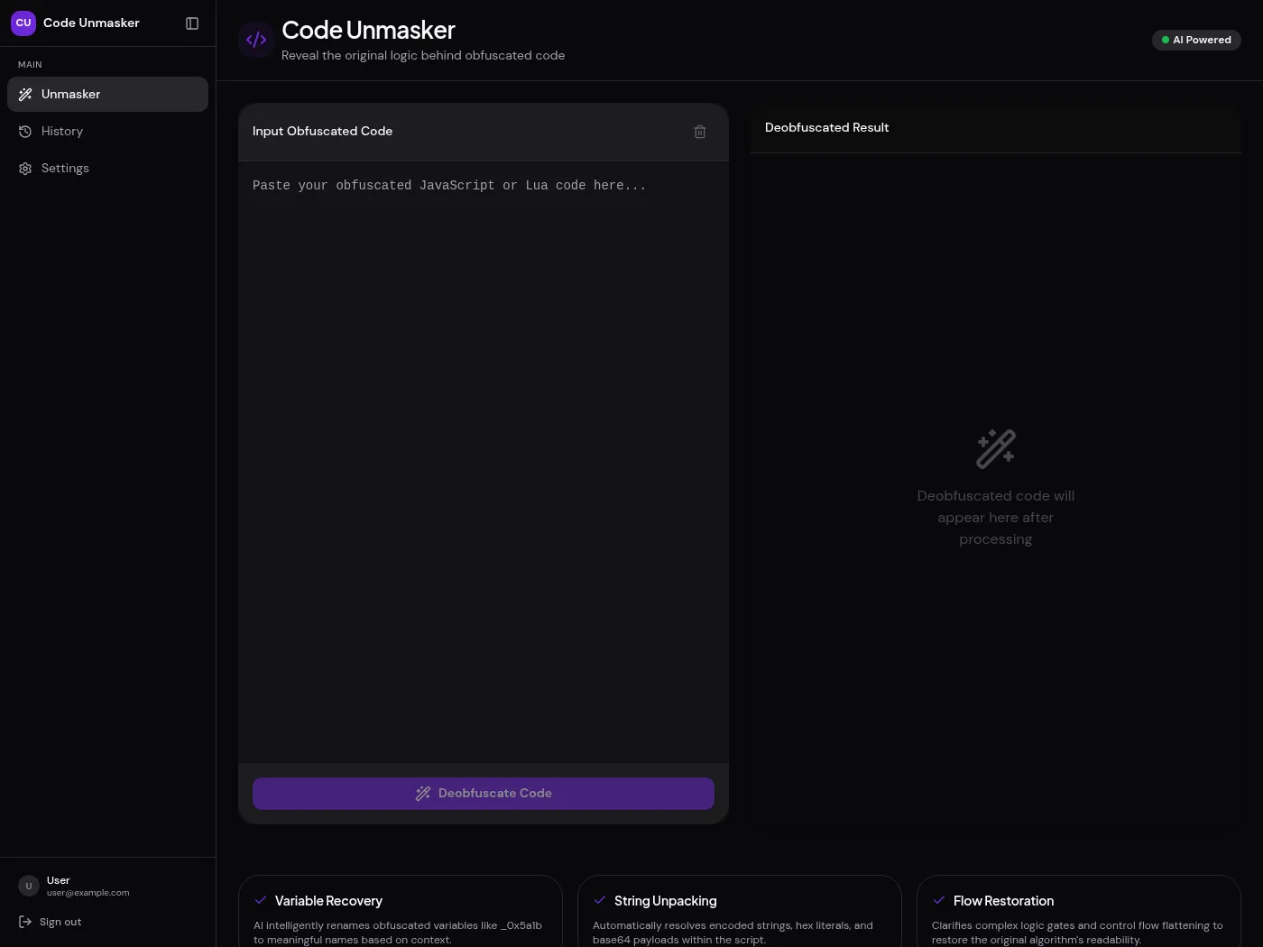 Code Unmasker