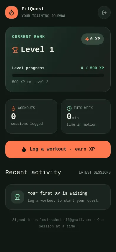 FitQuest XP Level Up