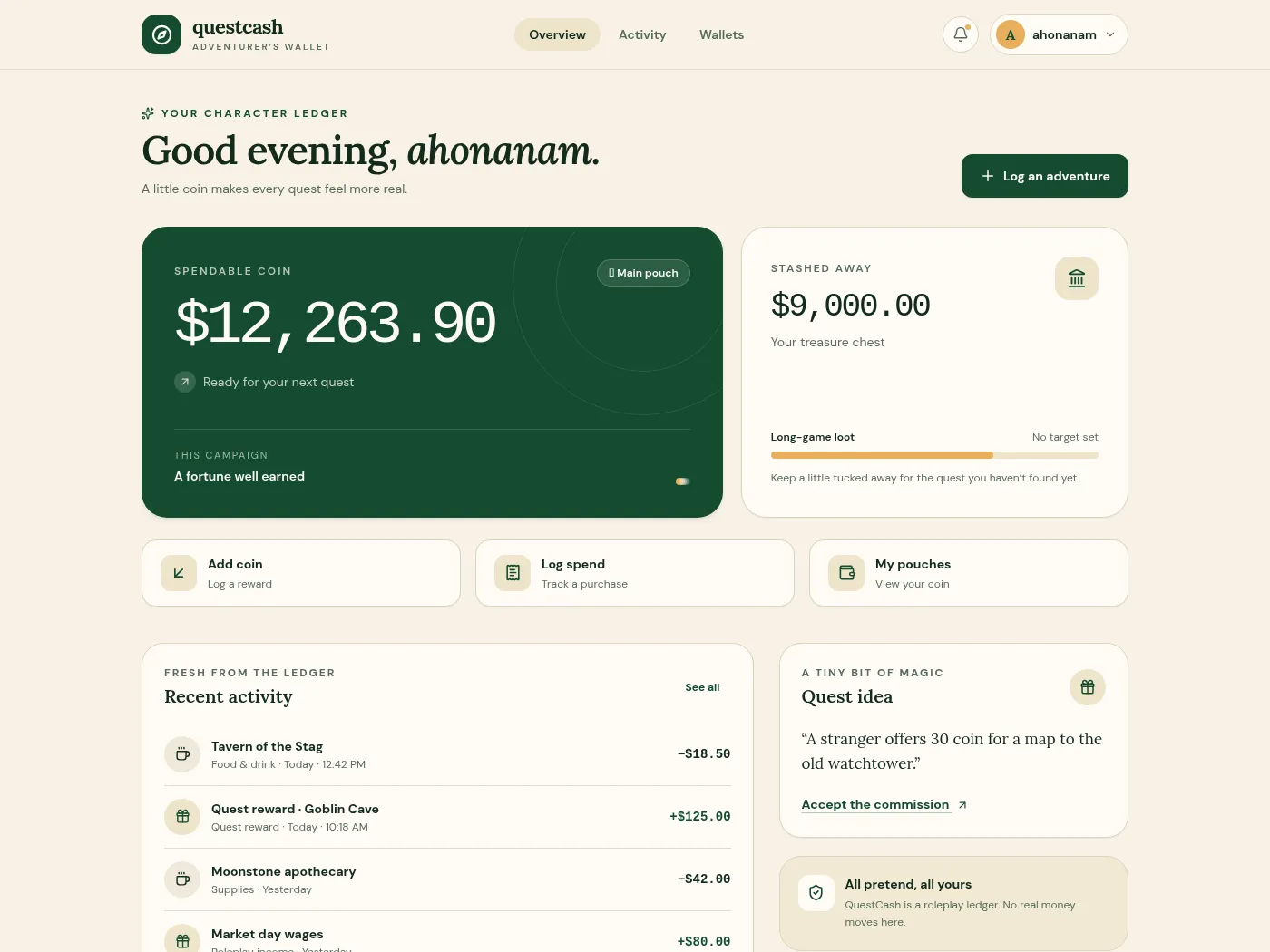 LARP Cash Simulator