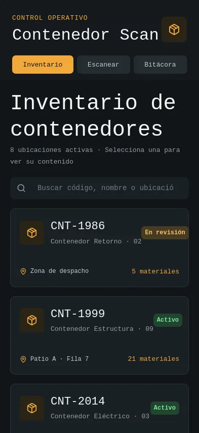 Contenedor Scan Tracker