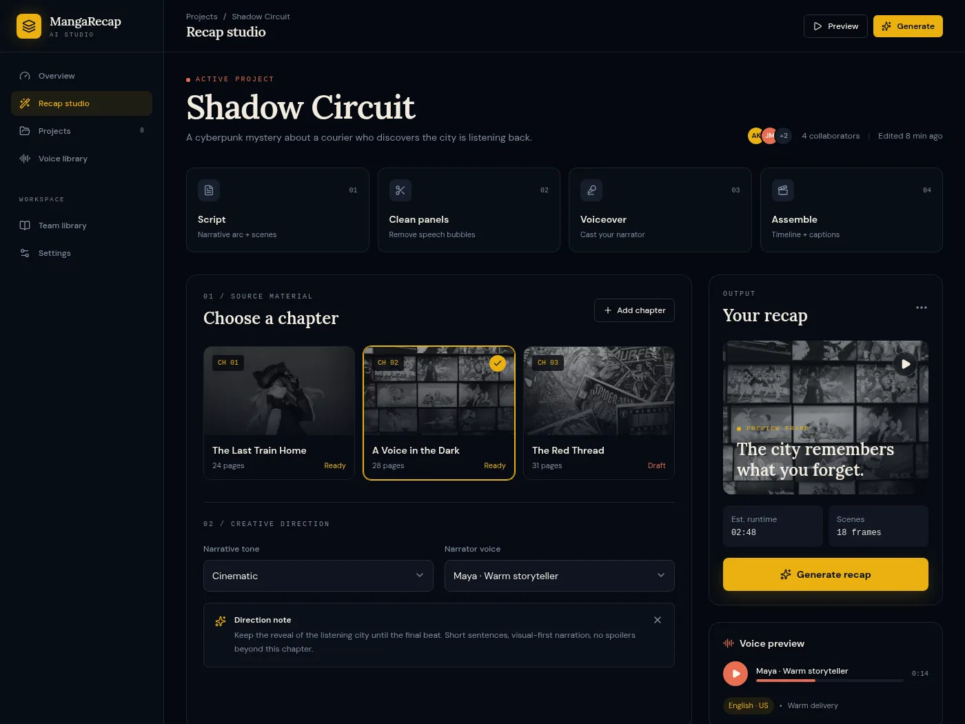 MangaRecap AI Studio
