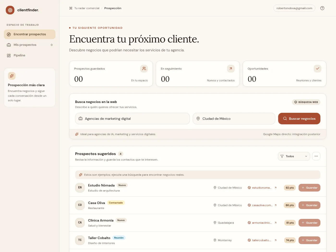 ClientFinder AI CRM