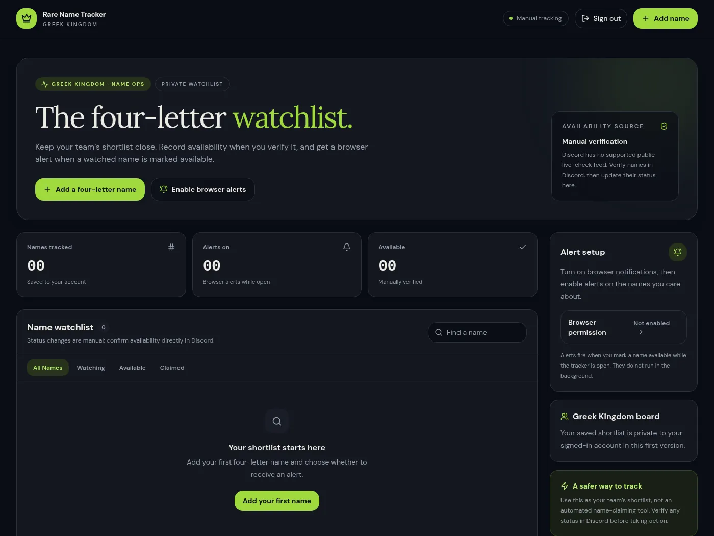 Rare Discord Name Tracker