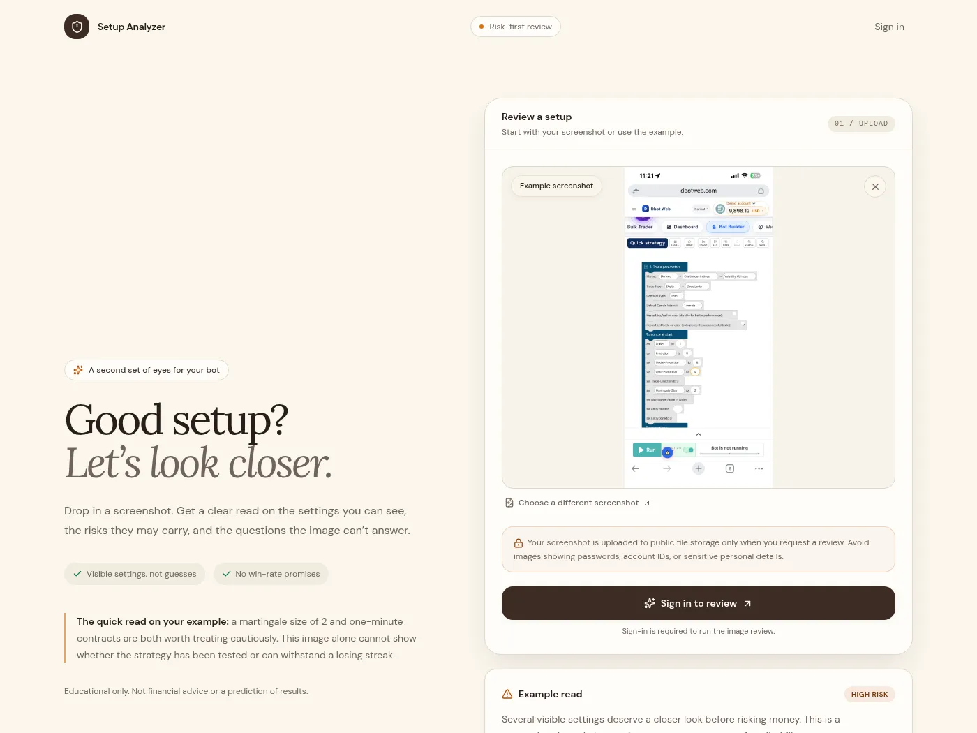 Setup Analyzer
