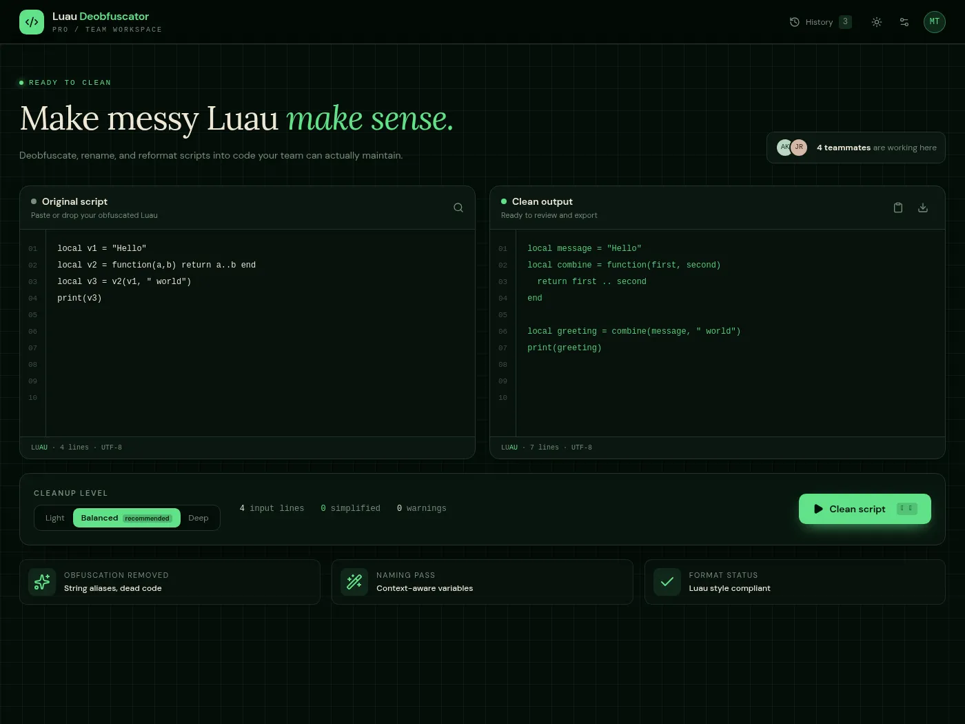 Luau Deobfuscator Pro
