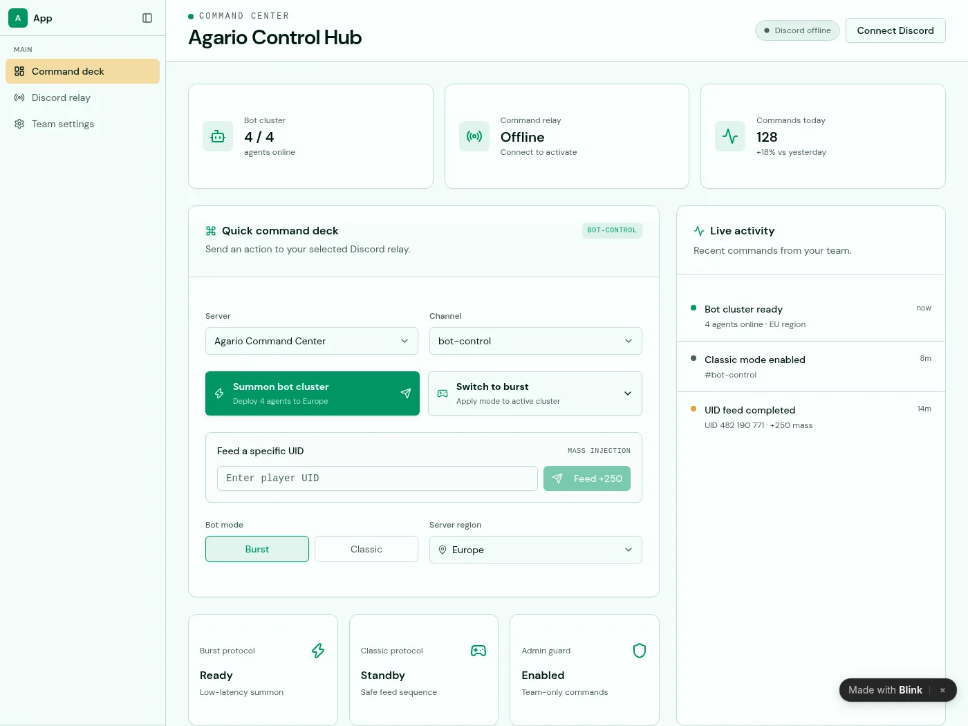 Agario Discord Control Hub