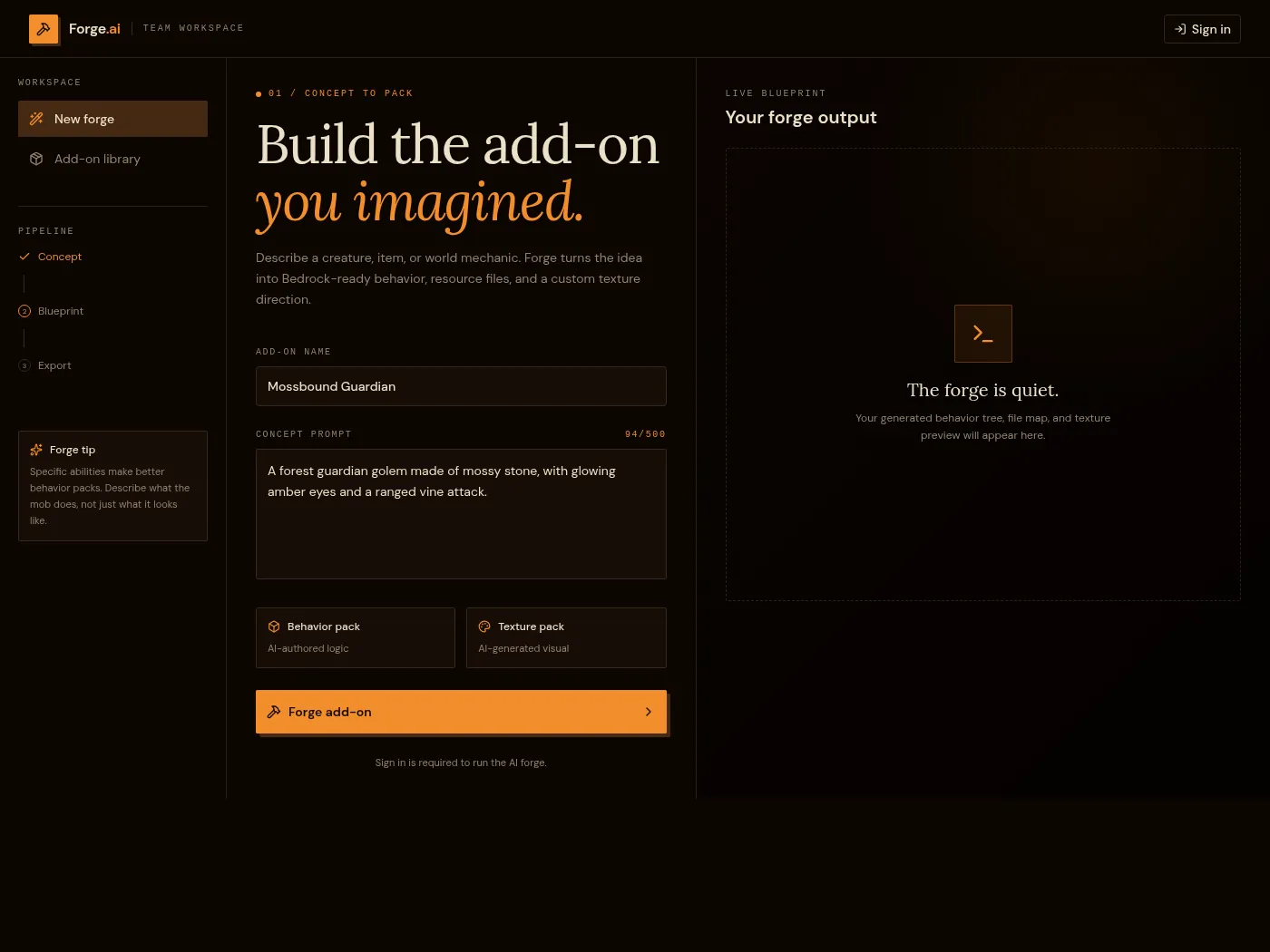AI Minecraft Add-On Forge