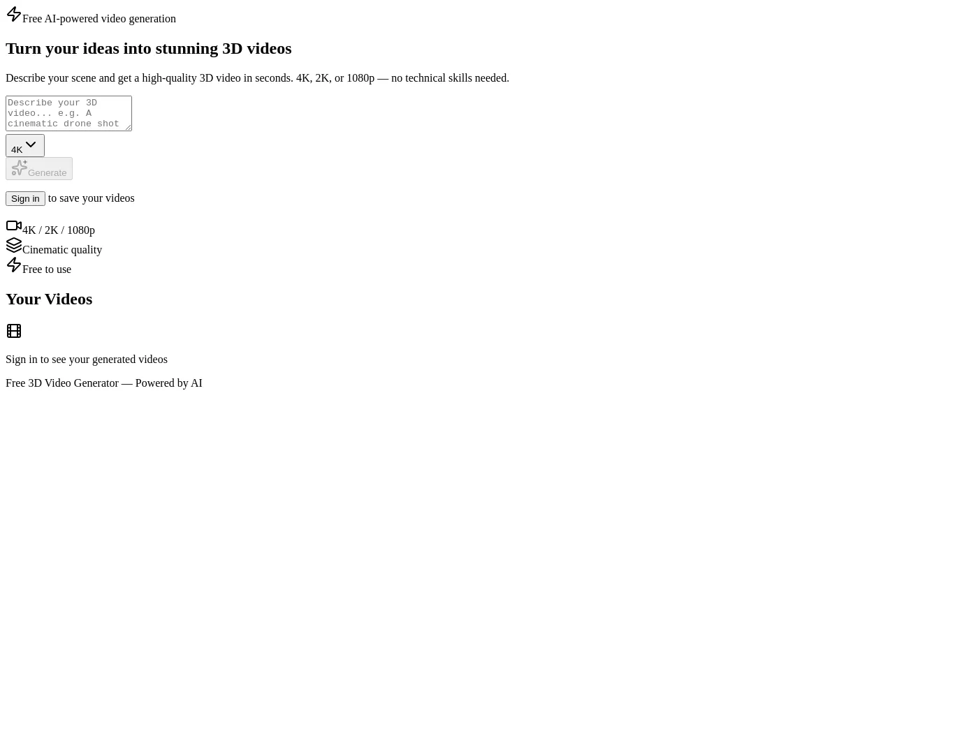Free 3D Video Generator