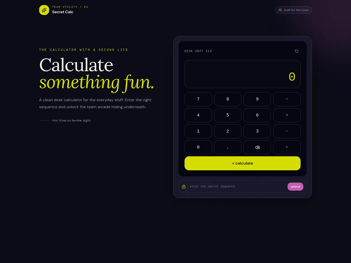 Secret Game Calculator