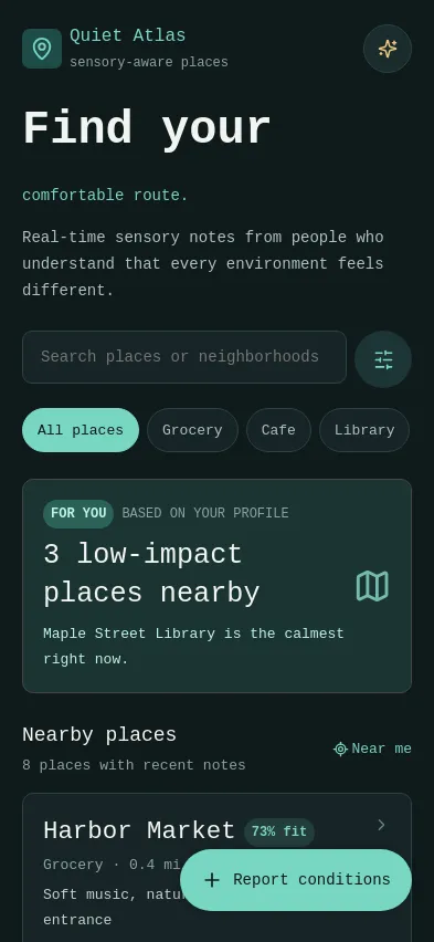 Quiet Atlas - Sensory Map Navigator