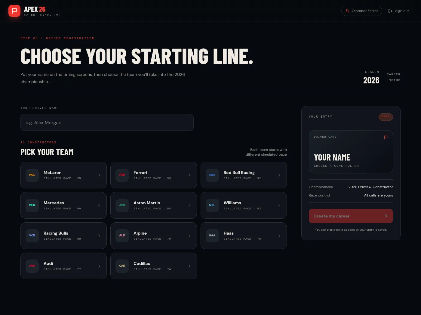 F1 Career Simulator