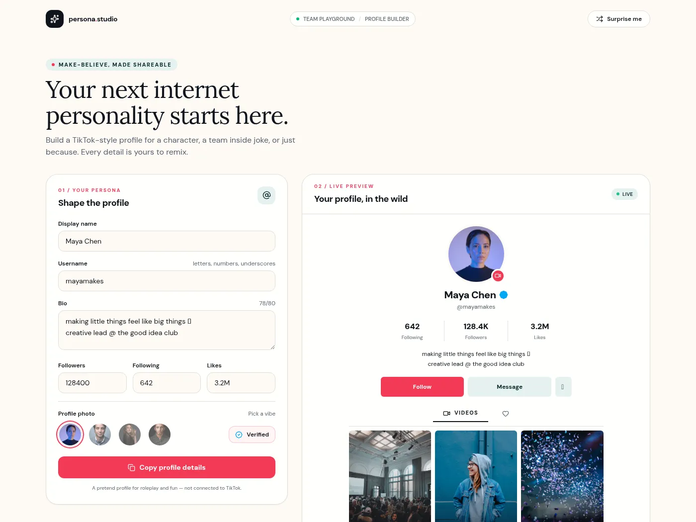TikTok Profile Simulator
