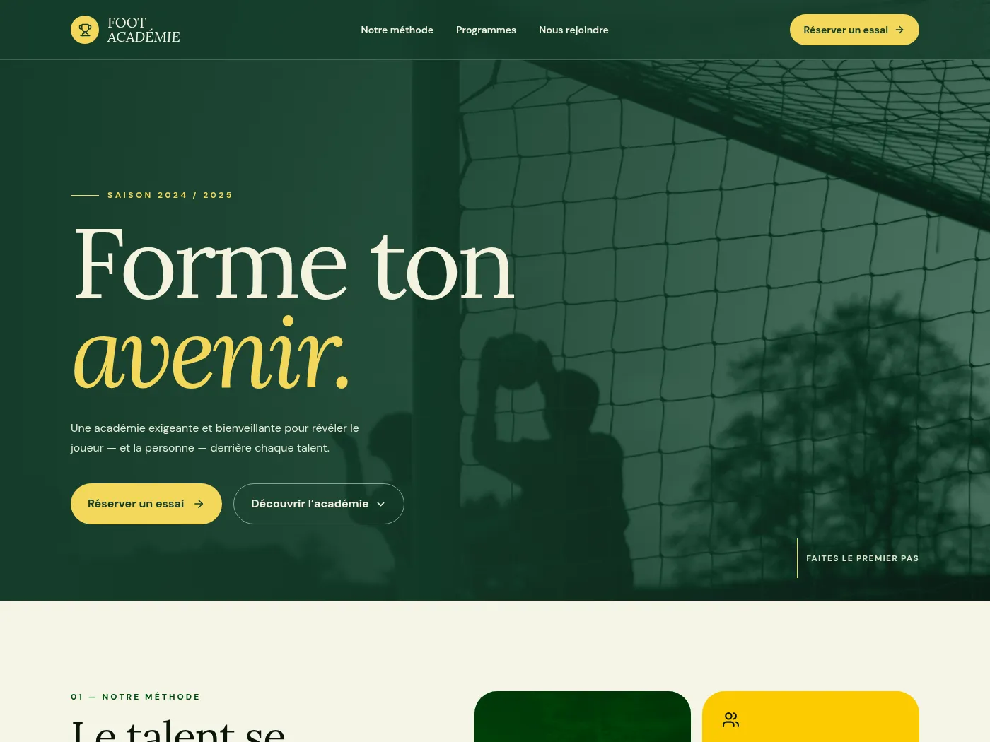 Foot Académie Webpage