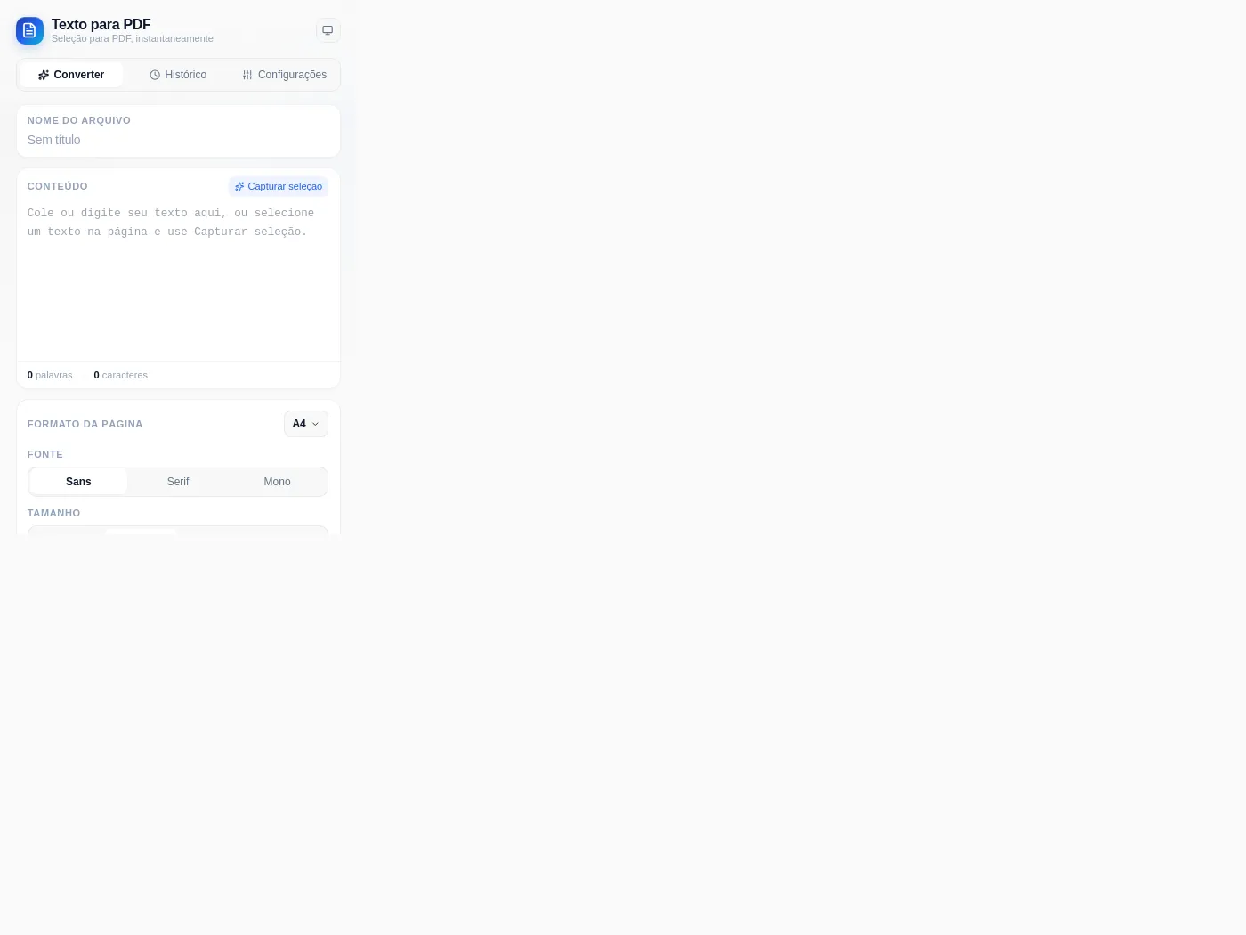 Text2PDF Extension