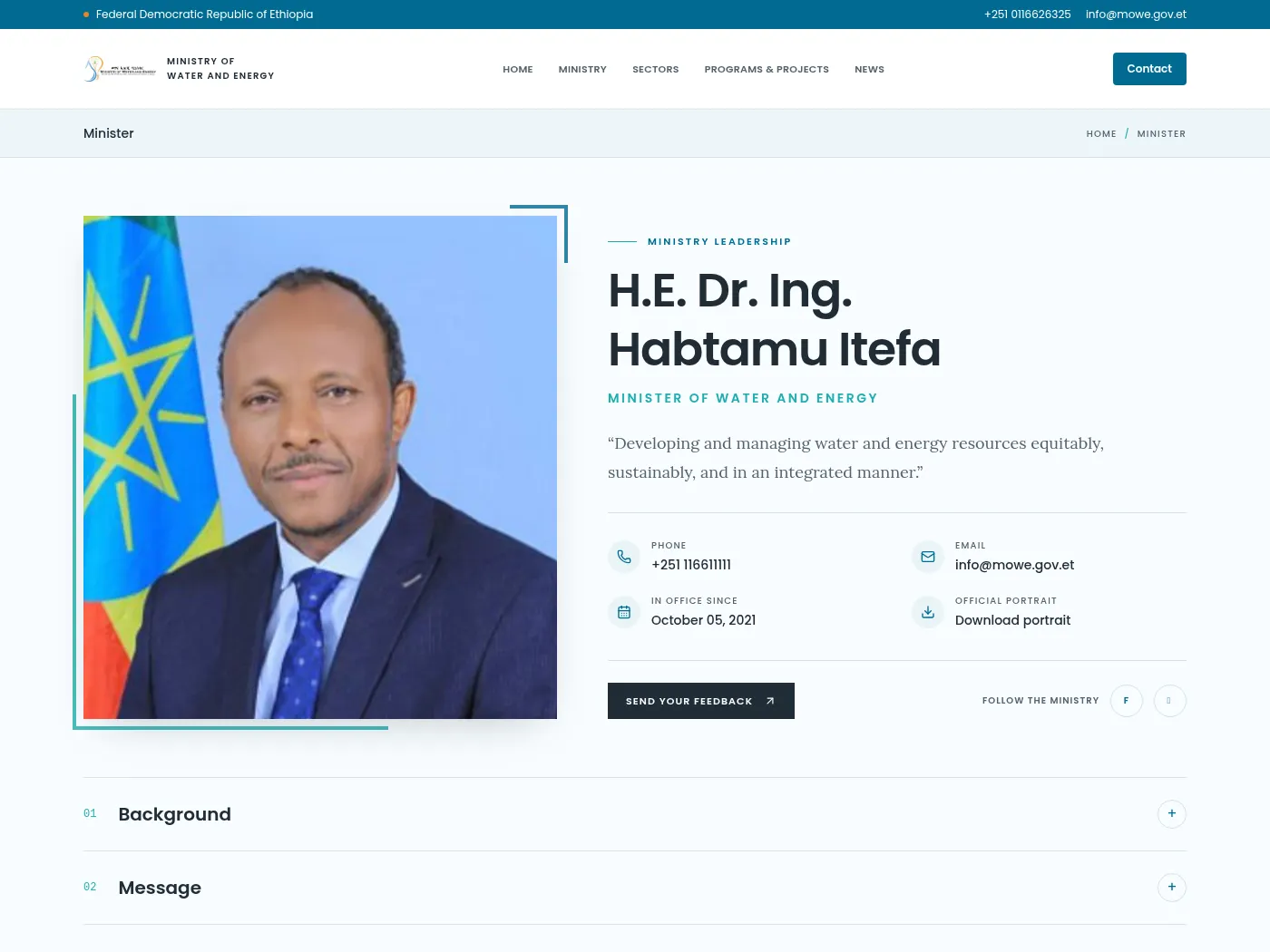 MOWE Minister Profile