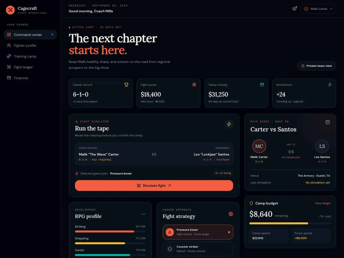 MMA Fighter Career Manager