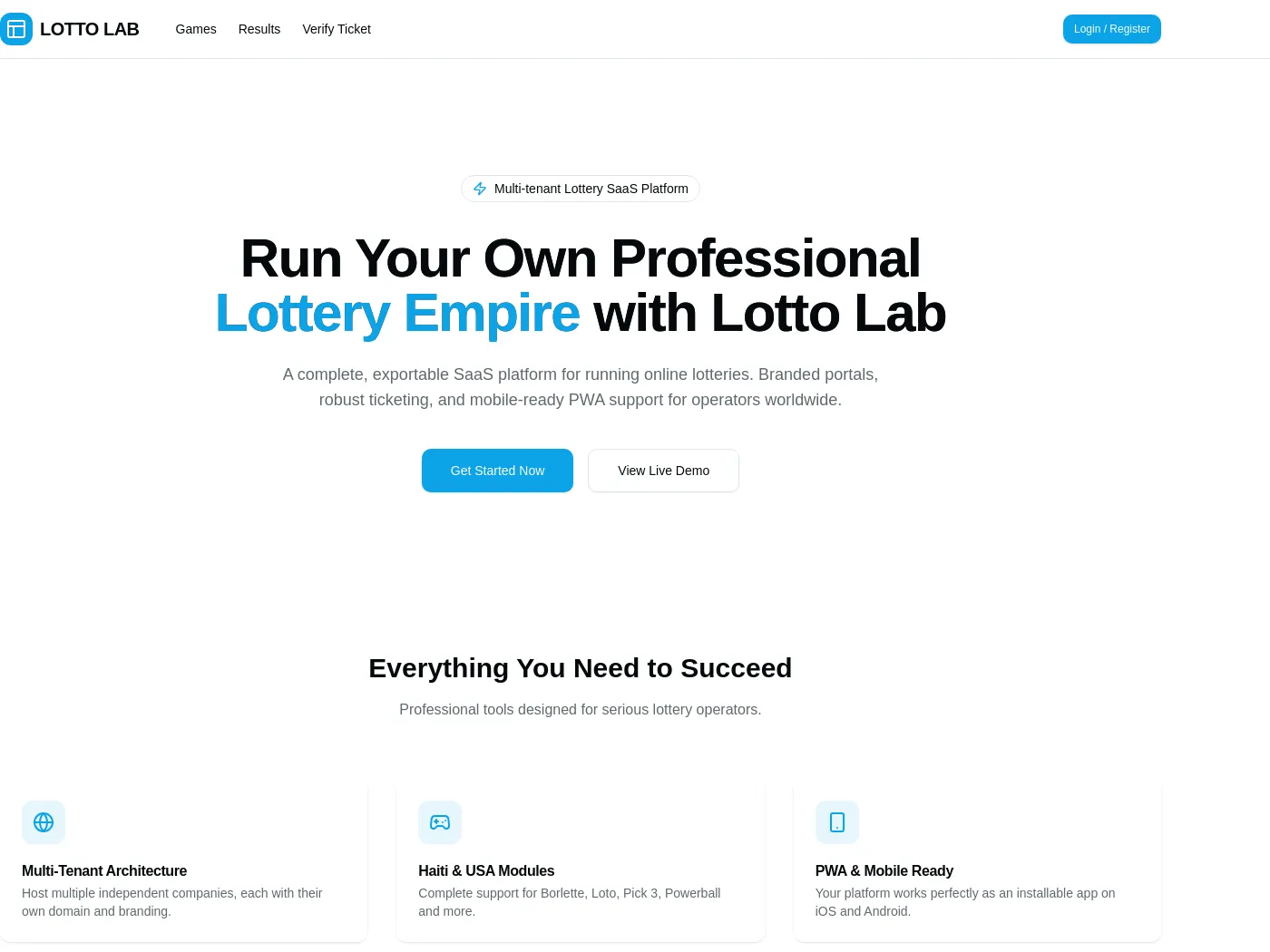 Lotto Lab SaaS Platform