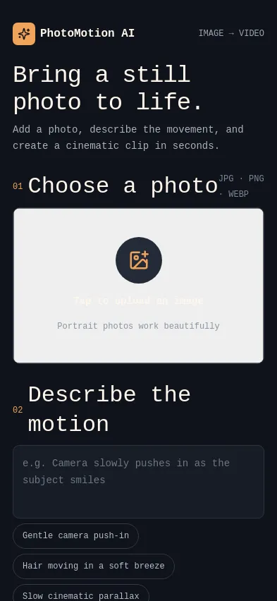 PhotoMotion AI