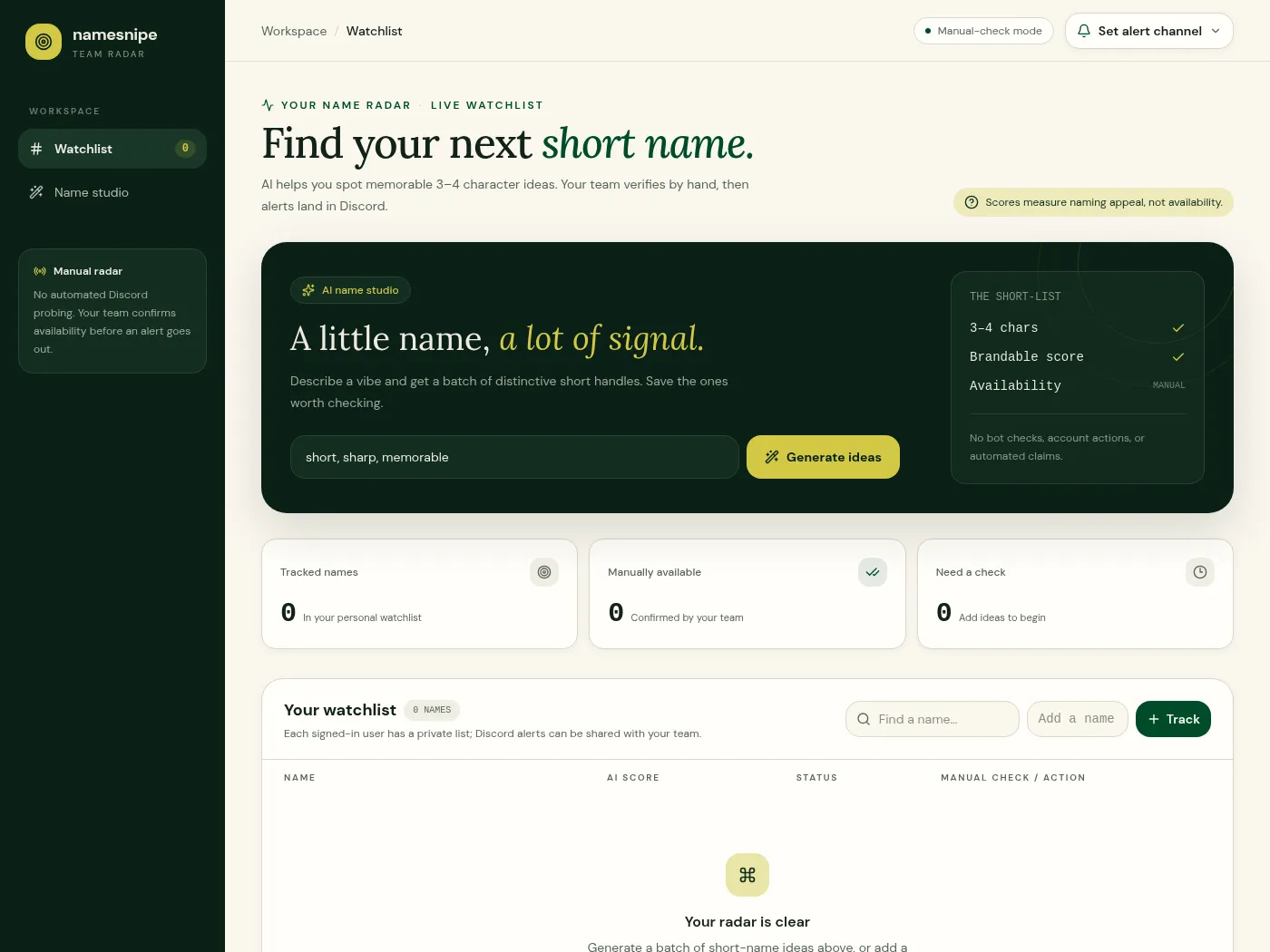 NameSnipe AI Tracker