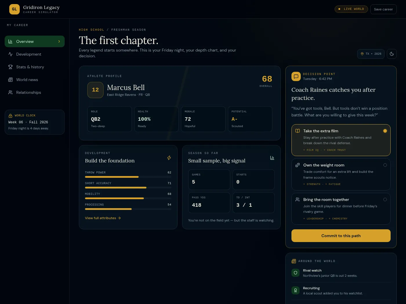 Gridiron Legacy Simulator