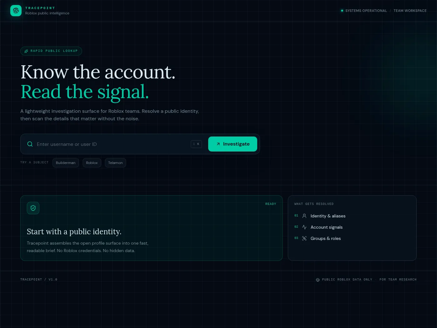 Roblox OSINT Portal