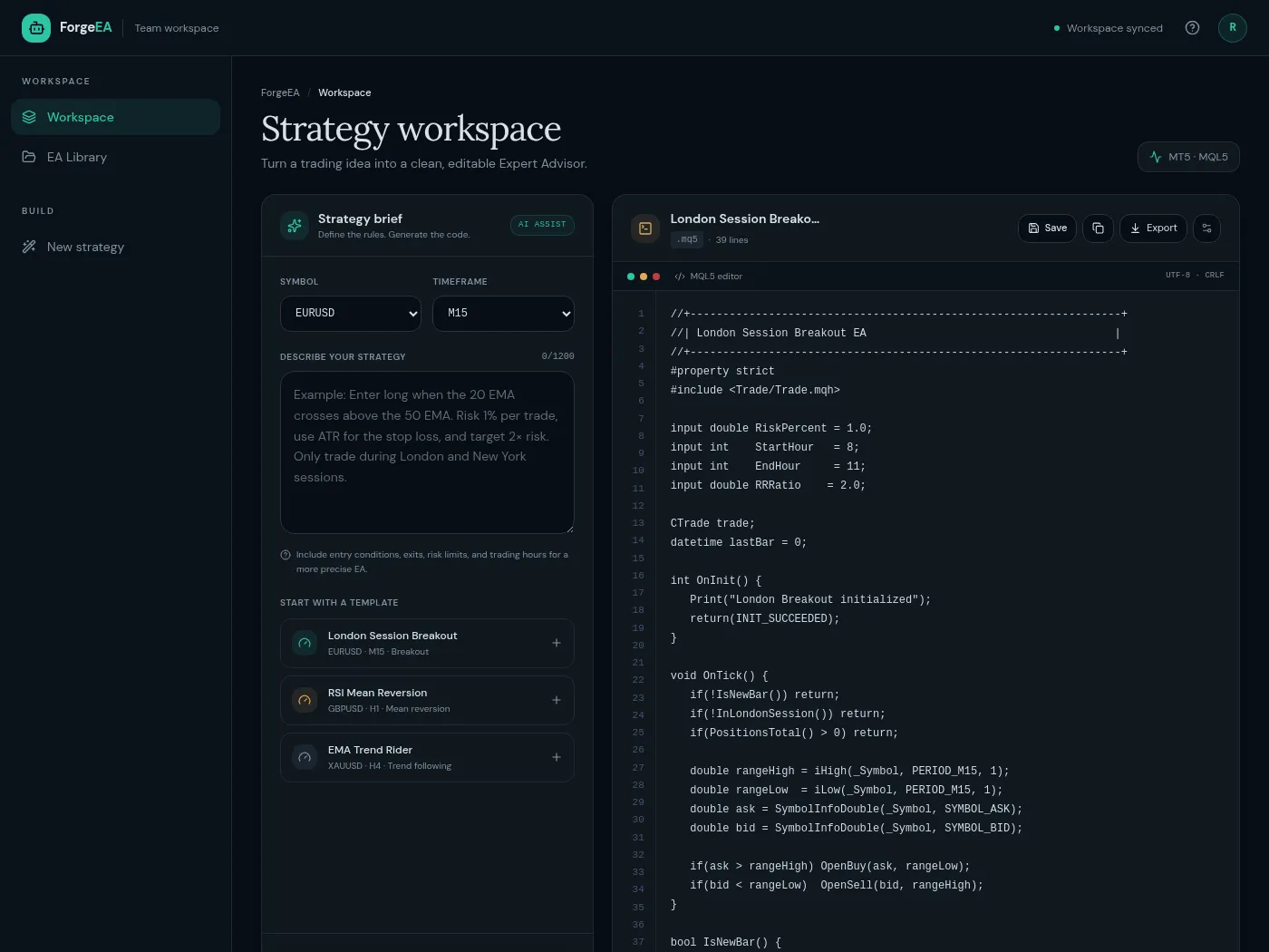 MetaTrader AI EA Builder