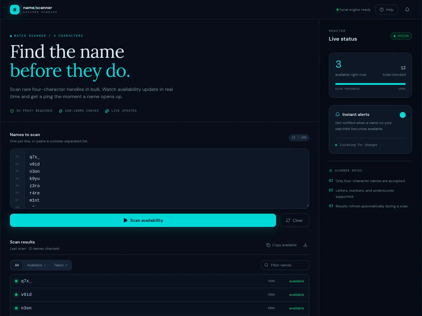 Discord Name Scanner