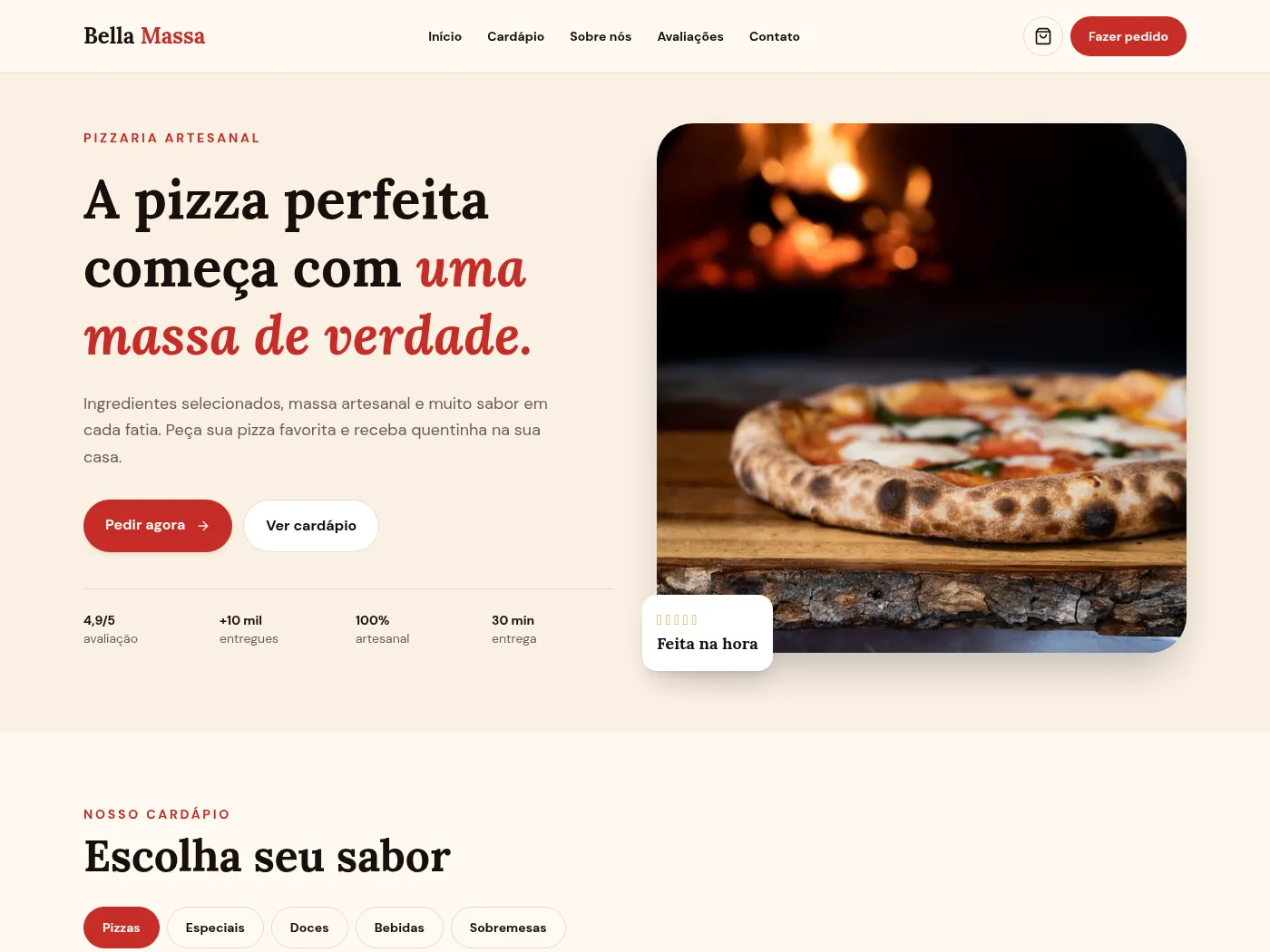 Bella Massa Pizzaria Site