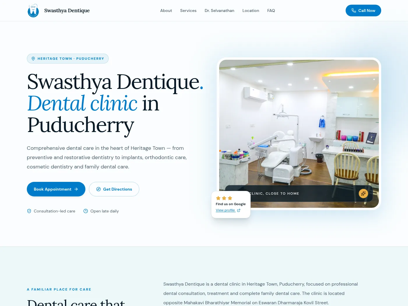 Swasthya Dentique Website