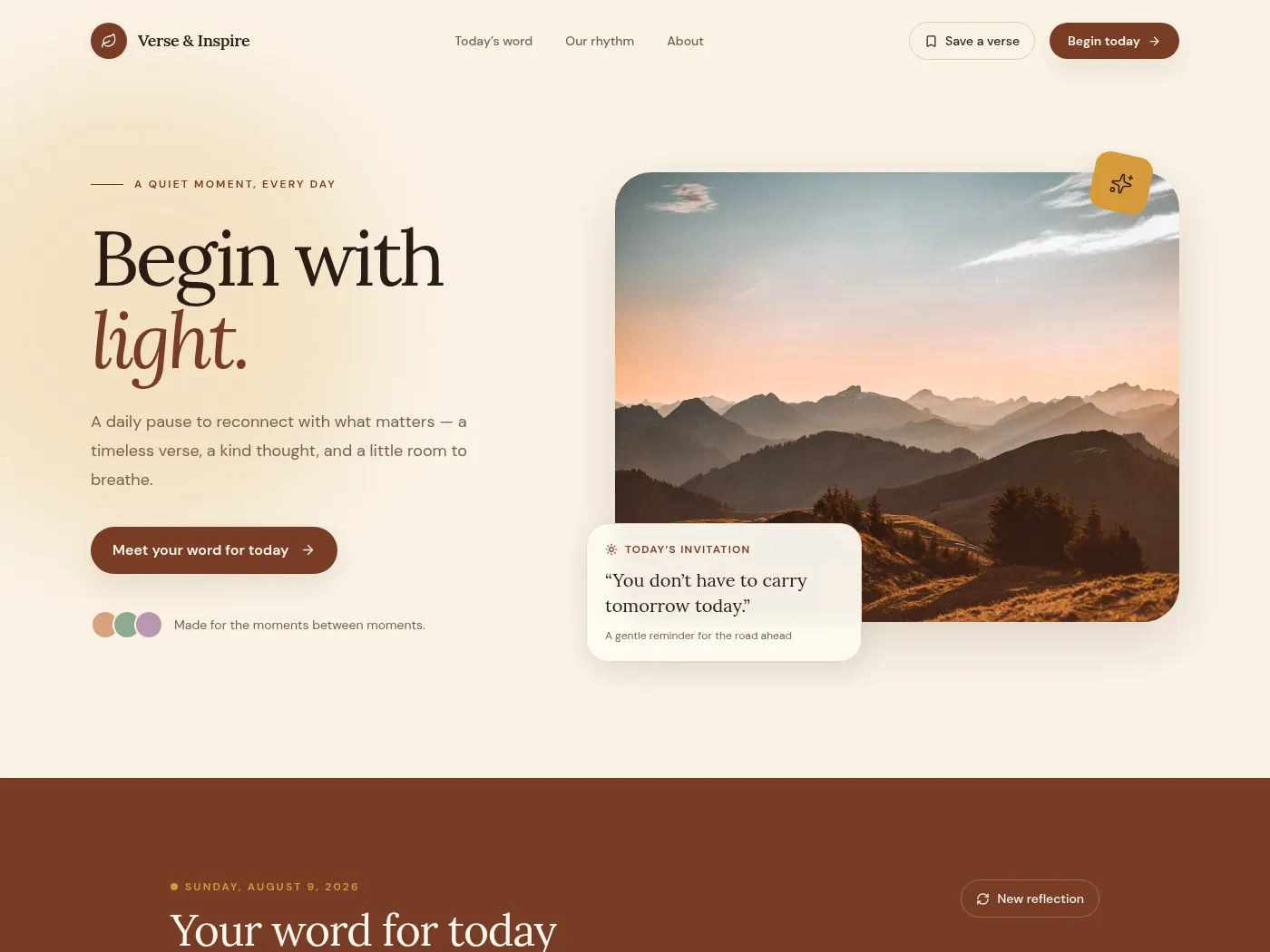Verse & Inspire Landing