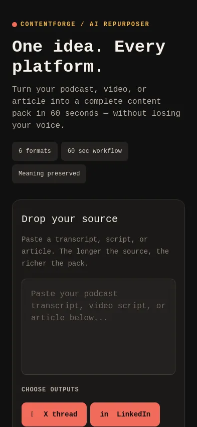 ContentForge AI Repurposer
