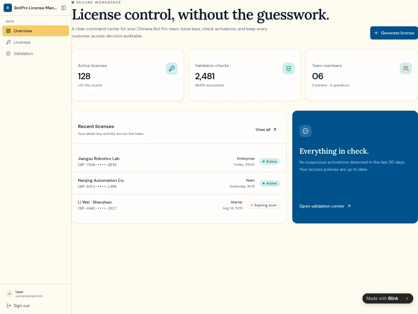 BotPro License Manager