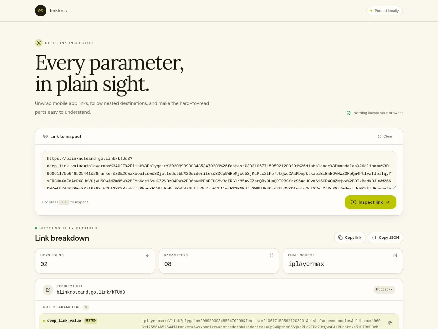 Deep Link Analyzer