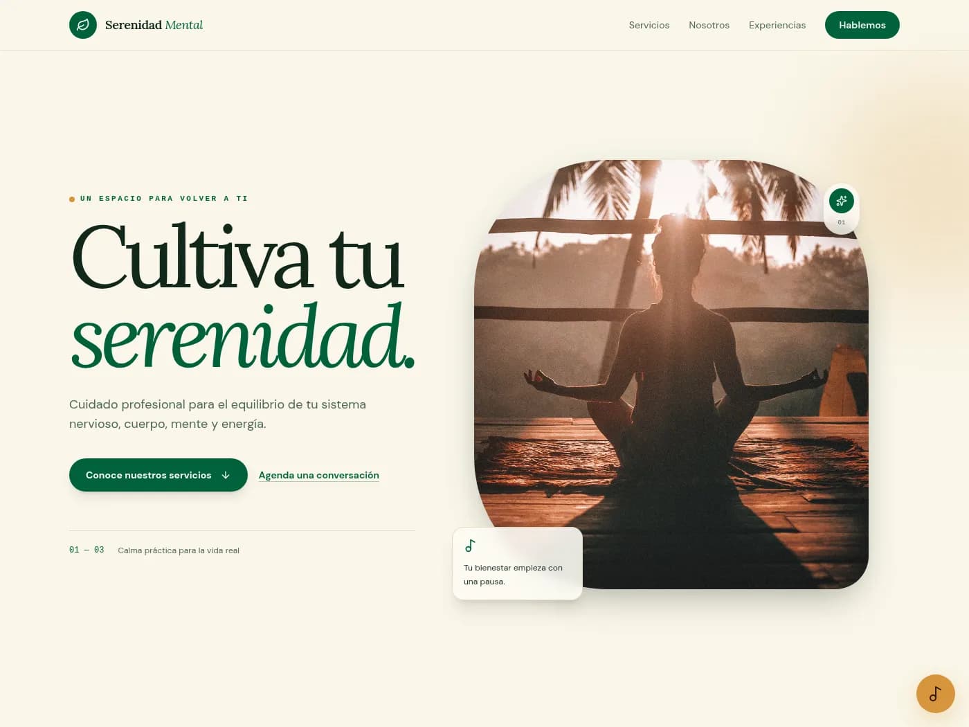 Serenidad Mental Landing