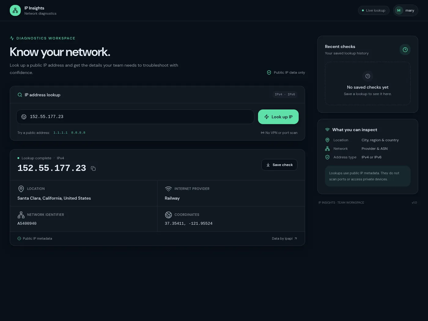 IP Insights Dashboard