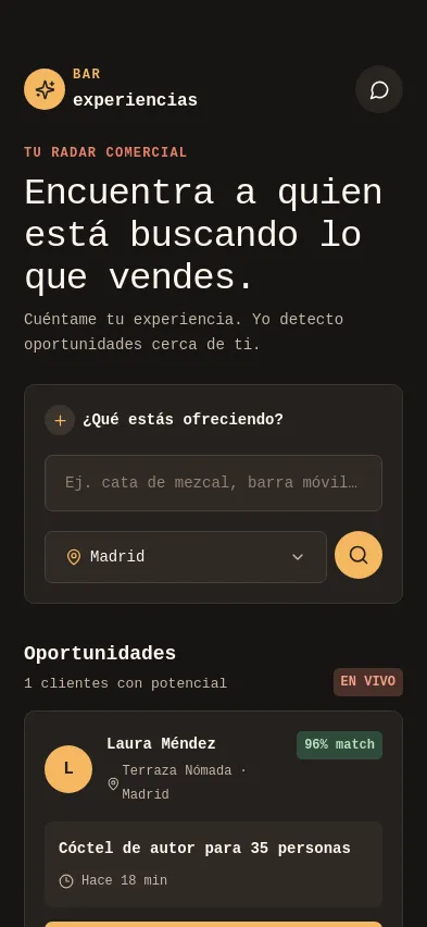 Bar Experiencias Finder