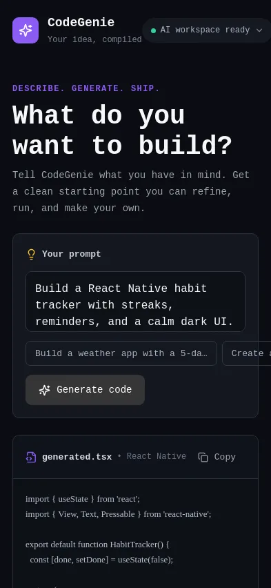 CodeGenie Mobile