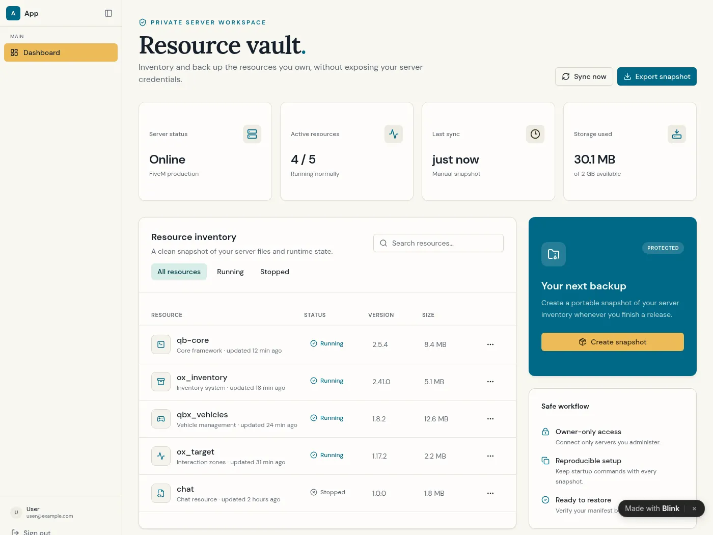 Fivem Server Resource Tracker