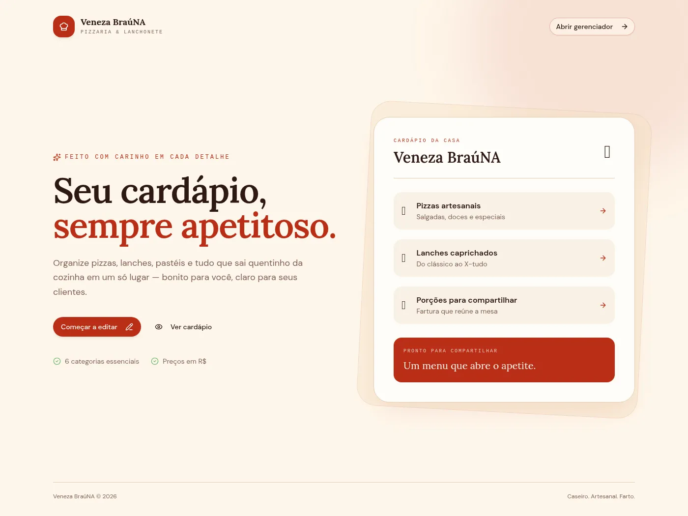 Veneza BraúNA Menu Manager