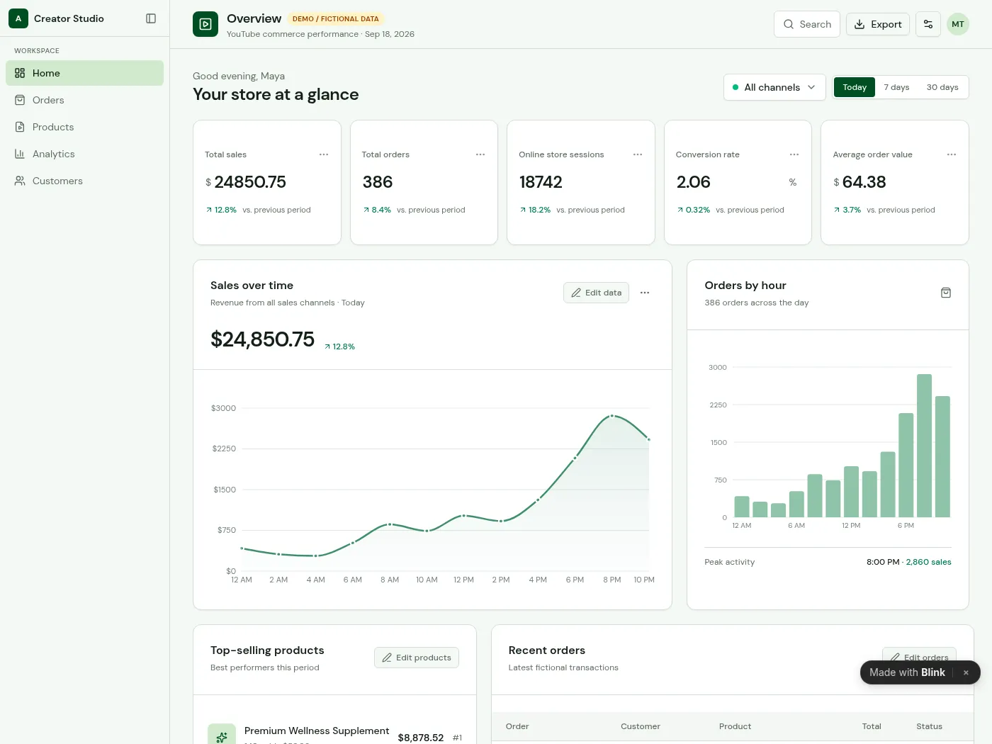 Shopify-Style YouTube Dashboard