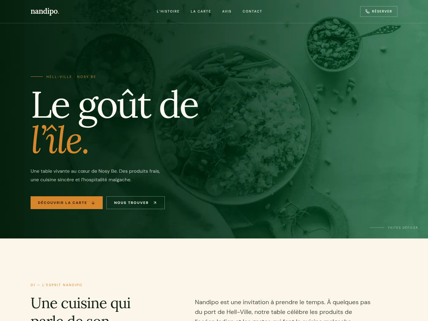 Nandipo Restaurant Website