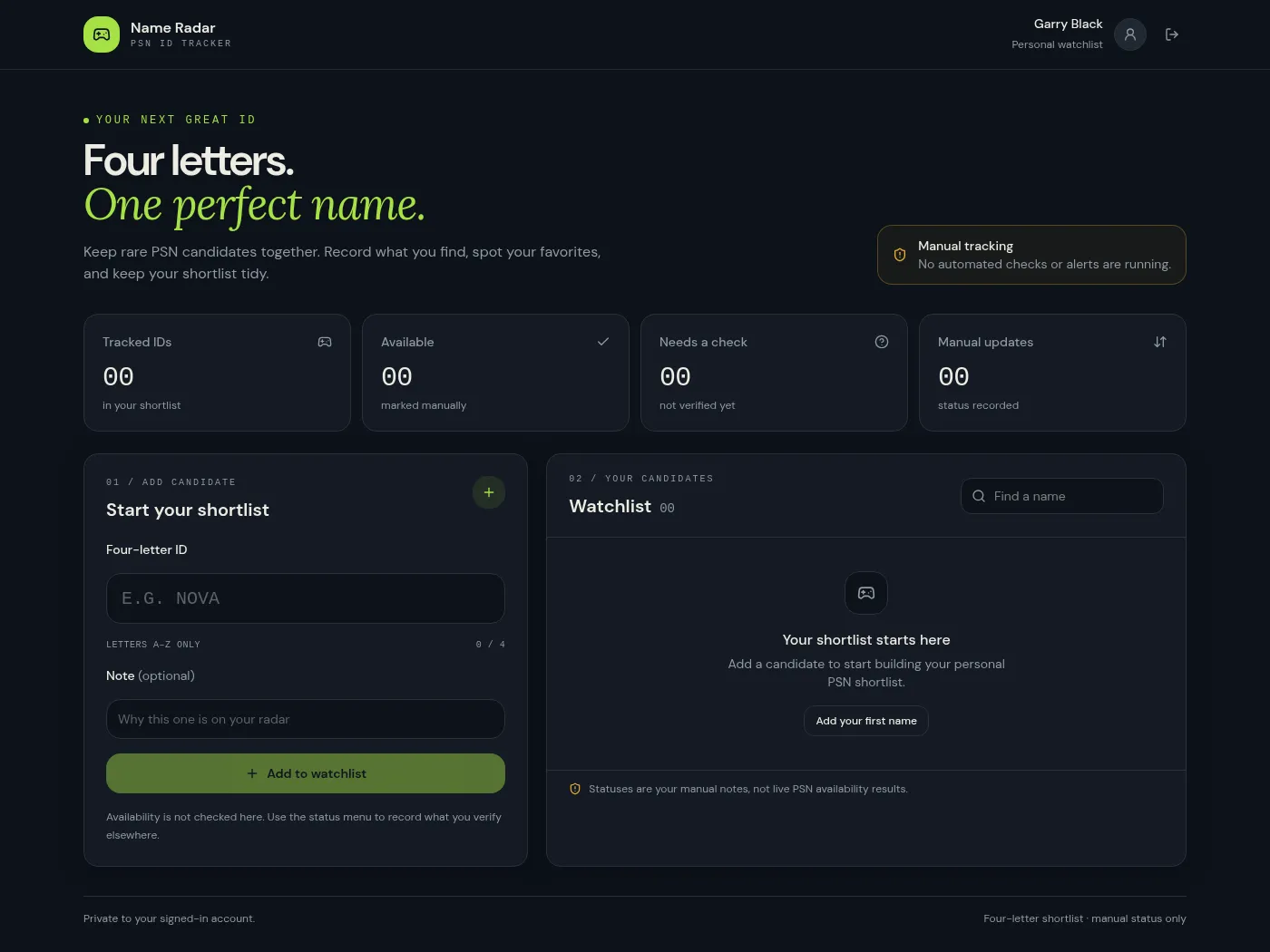 PSN Name Tracker