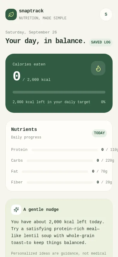 SnapTrack Nutrition App
