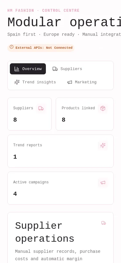 HM Fashion Vendor App