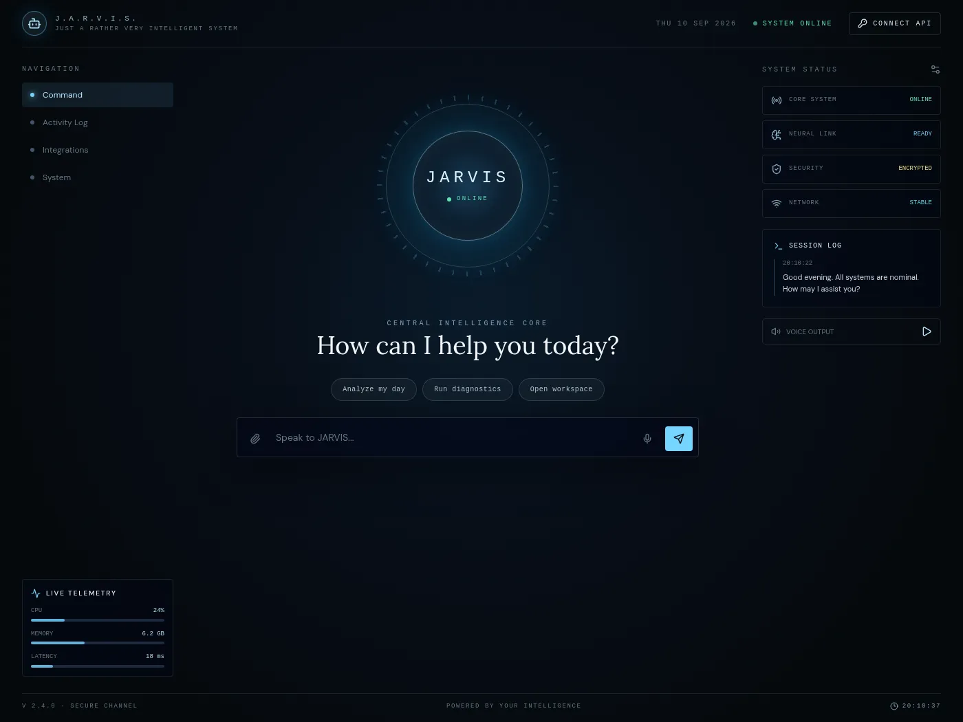 Jarvis UI Interface