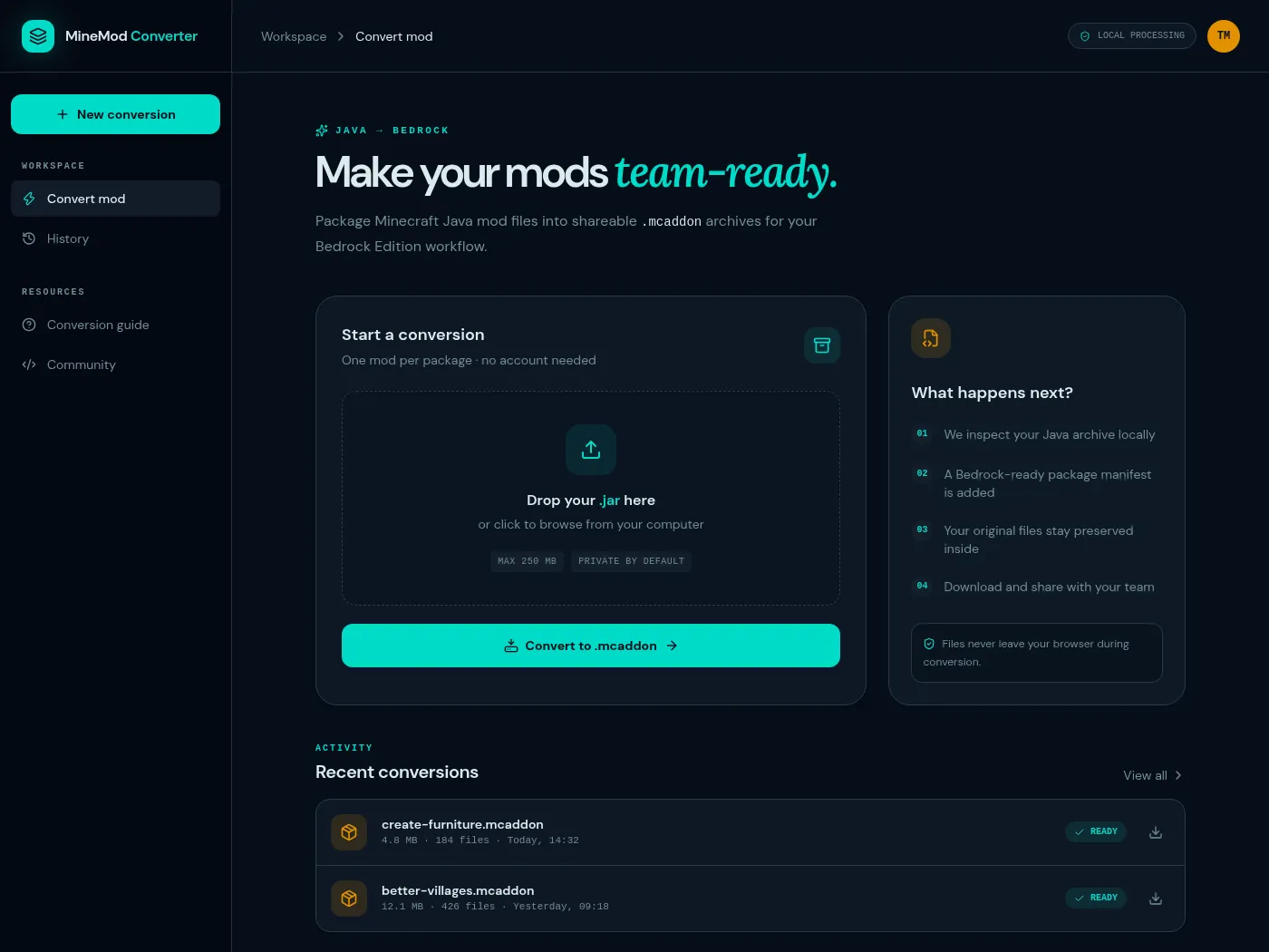 MineMod Converter