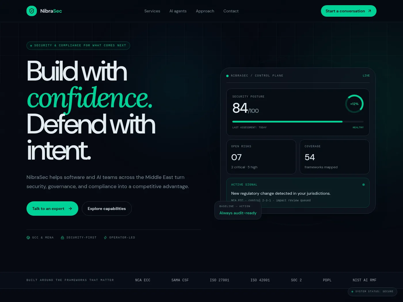 Nibrasec Cyber Defense Landing