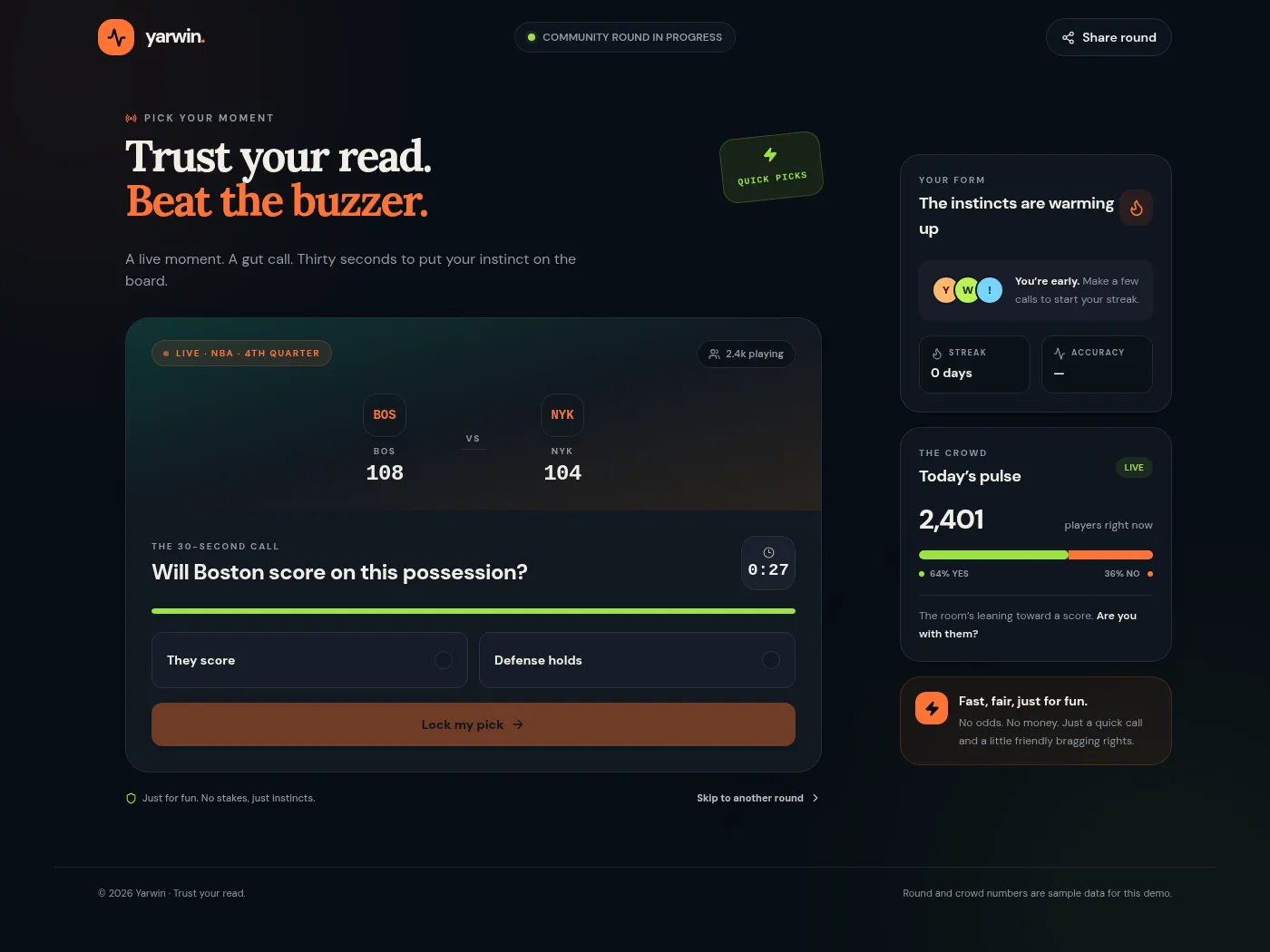 Yarwin 30-Second Predictor