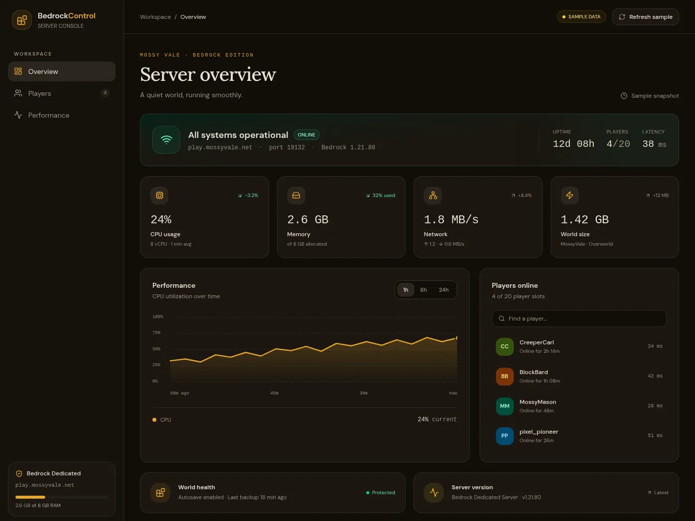 Bedrock Server Dashboard